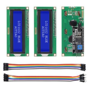 aitiao 3 pack 1602 lcd display module ic i2c twi 16x2 characters serial interface adapter lcd module for raspberry pi diy project iot (blue display)