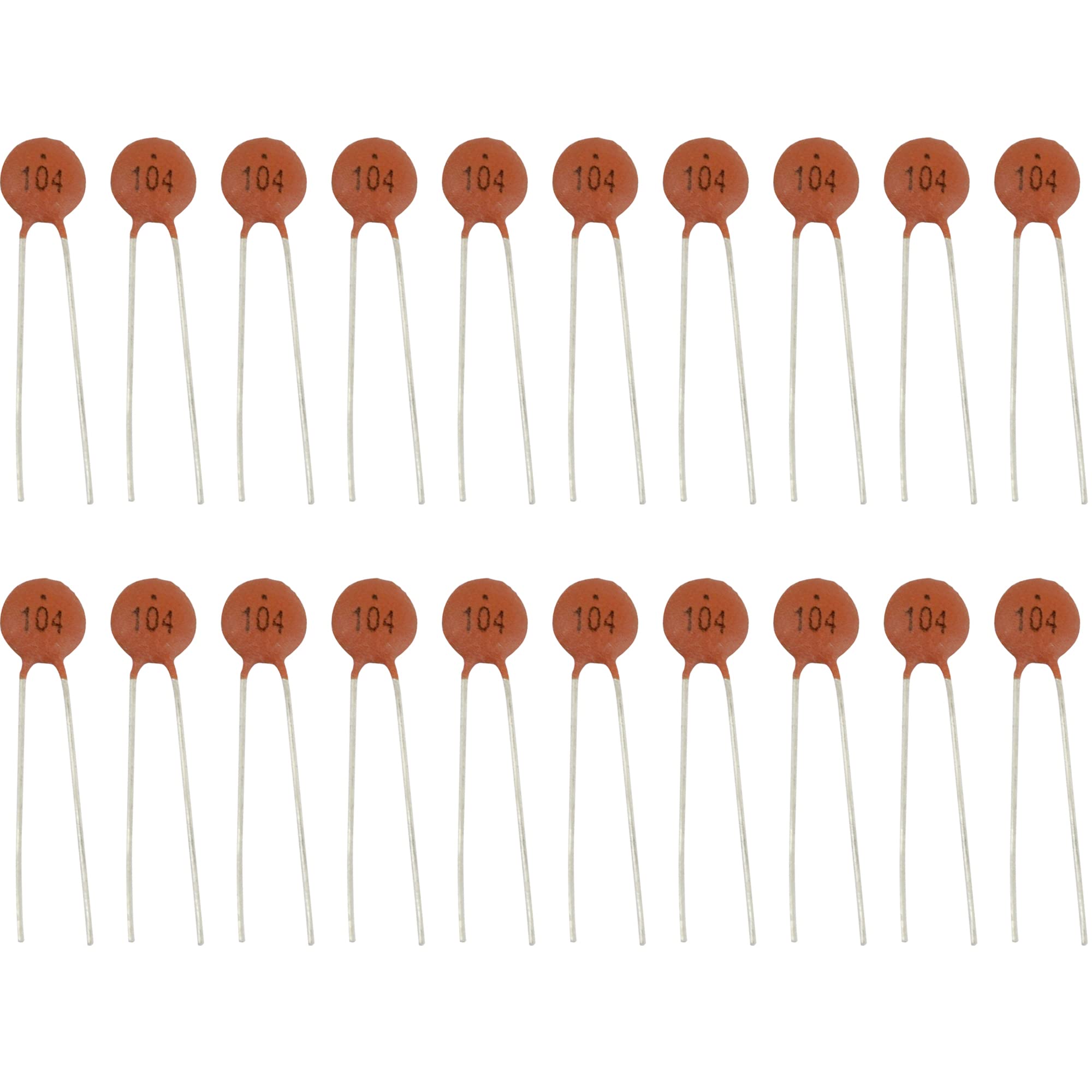 whiteeeen 20pcs 104 Ceramic Capacitor 100nF 0.1uF 104 Low Voltage Ceramic Disc Capacitors DIP 2pins