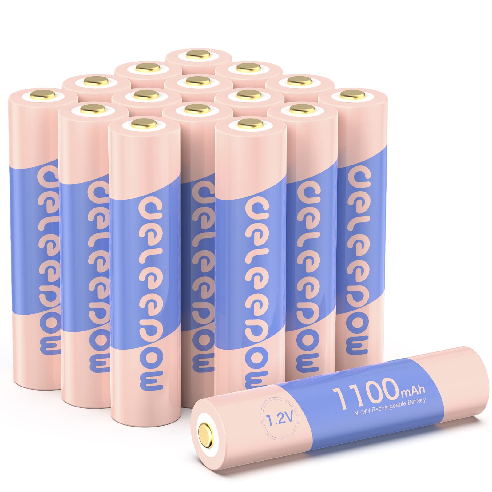 Deleepow 16 Pack AAA Rechargeable Batteries Highly Conductive Gold-Plated Anode Batteries Nimh 1100mAh 1.2V 1200 Cycle Batteries.