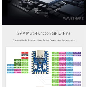 Coolwell RP2040-Zero Based On Raspberry Pi Microcontroller RP2040, Low-Cost, High-Performance Pico-Like MCU Board, USB-C Connector with Pre-soldered Header