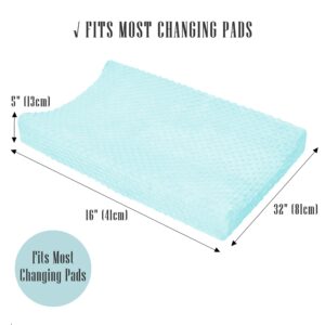 Cute Castle Changing Pad Cover - Ultra Soft Bean Dot Plush Changing Table Covers Breathable Baby Changing Pad Table Sheets for Boy and Girl (2 Pack White and Aquamarine)