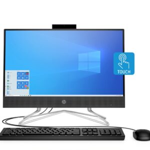 HP 2022 Newest 22-inch FHD IPS Touchscreen All-in-One Desktop Computer - Dual-Core AMD Ryzen 3 3250U - 12GB DDR4 RAM-256GB SSD - DVD-RW - WiFi Bluetooth - Windows 10 Pro - Black w/RATZK 32GB USB