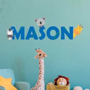 egd custom name jungle animals wall decals i safari nursery decor i kids wall decals for boys or girls bedroom i jungle theme classroom decor i safari birthday decorations i multiple sizes options