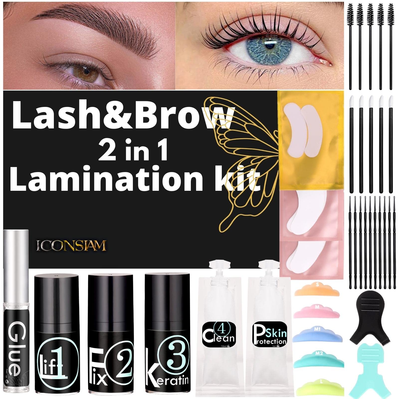 Lash Lift Brow Lamination kit 2 in1 Professional Tools Easy DIY at Home Airless Pump Lotion Long Time Kept Eyelash Brow Lifting up 6 Weeks