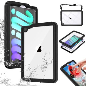 aicase ipad mini 7 a17 pro 2024 ipad mini 6 2021 (6th generation) 8.3 inch waterproof,dustproof, shockproof case cover with 360 full-body protection with lanyard for ipad mini 8.3" 7th/6th gen