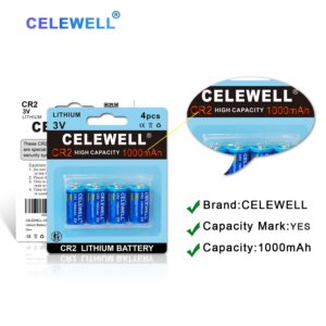 CELEWELL 【10-Year Warranty】 4Pcs CR2 3V 1000mAh Lithium Battery