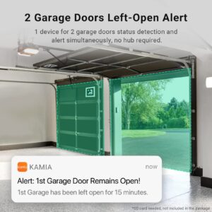 Kamia Garage Camera, 2K Indoor Camera, 2 Doors Open/Close/Overtime Alert, Ask Alexa About Your Garage Door, Night Vision, WiFi 2-Way Audio, No Subscription & Sensor Needed, 360° Smart Security Camera