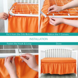 Crib Bed Skirt with Adjustable Straps Easy On/Off Pleated Dust Ruffled Fit Standard Crib and Toddler Bed Skirt Machine Washable up to 14" Drop No-Fading