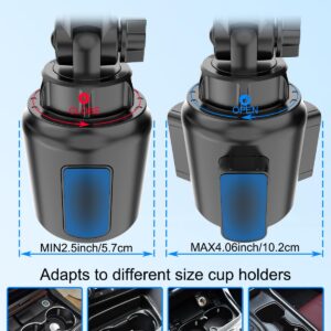 Kolasels Cup Holder Tablet Mount for Car, 360° Adjustable iPad Cup Holder Mount, Cup Holder Tablet Holder for Truck, Compatible with iPad Pro Air Mini, Galaxy Tabs, 4.7-12.9" Tablet & Phone