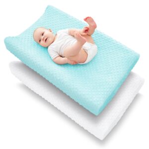 cute castle changing pad cover - ultra soft bean dot plush changing table covers breathable baby changing pad table sheets for boy and girl (2 pack white and aquamarine)