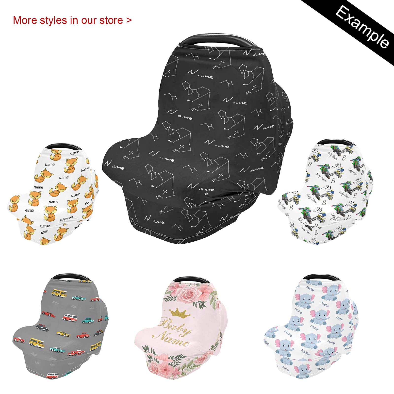 Custom Multiuse Baby Car Seat Cover Personalized Your Kid Name Dream Catcher Nursing Cover Breastfeeding Scarf Customized Cover for Girls Boys