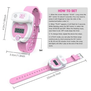 SKYROKU Potty Training Watch for Toddlers – Cute Toilet Shape, Music & Light Reminders, 3 Songs, Countdown Timer, Replaceable Battery, Silicone Strap – Easy Setup & Safe for Kids(Pink)