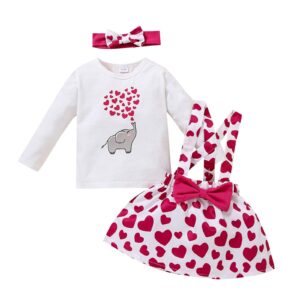 bemeyourbbs 0-5 years matching sister outfit toddler baby girl fall winter outfit elephant print top heart skirt set overall drees（shirt top + skirt,12-18m）