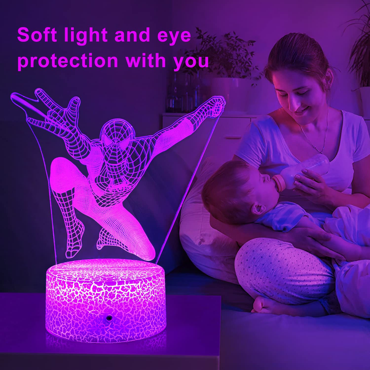 YOOEI Night Light for Kids Cool Gifts 3D Illusion Lamp with 16 Colors Changes with Remote Control Kids Bedside Lamp Toys for 3 4 5 6 7 8 Year Old Boys Christmas Birthday Gifts