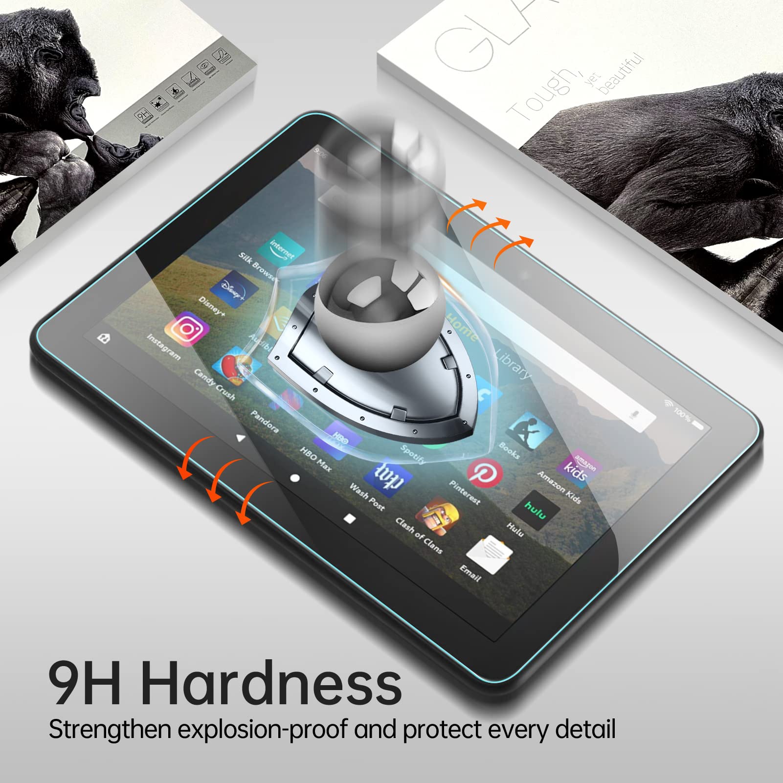 YongMai 2 PACK Tempered Glass Screen Protector for HD 10 2021/ HD 10 Plus 2021/HD 10 Kids/HD 10 Kids Pro Tablet, 9H Hardness 2.5D Edge Tablet Screen Protective Film