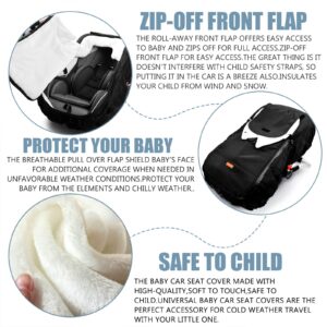 Vaxaape Baby Car Seat Cover,Car Seat Covers for Babies,Winter Protector,Universal Winter Car Seat Cover for Infant Boys Girls,Warm and Cozy,Car Seat Covers for Infant Car Seat(Black)