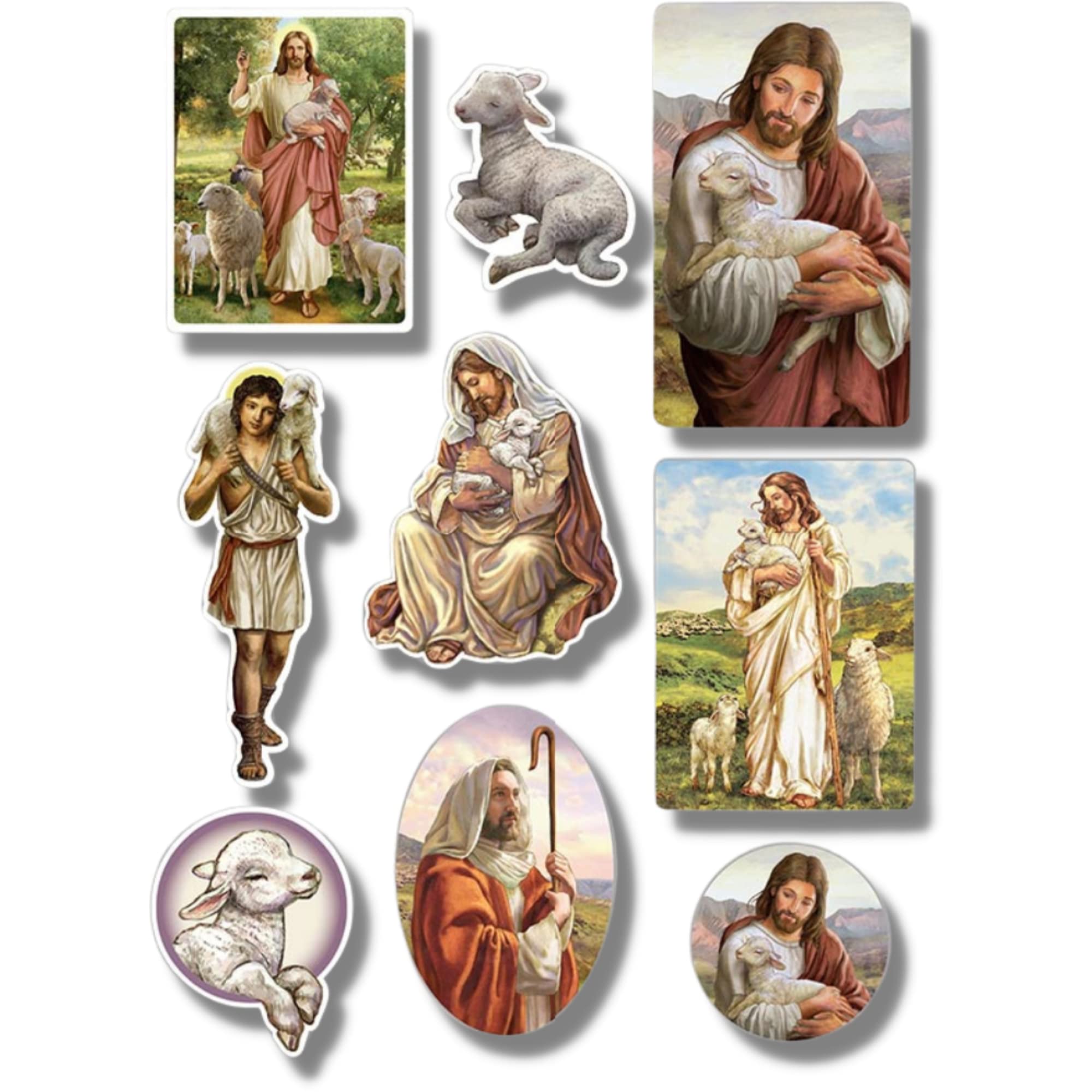 Christian Brands Assorted Catholic Decal Sticker Sheet Pack, The Good Shepherd Jesus Christ, Novelty Religious Inspirational Stickers for Sunday Schools, Scrapbooking, Journaling, 3 Sheets Included