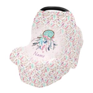 custom multiuse baby car seat cover personalized your kid name dream catcher nursing cover breastfeeding scarf customized cover for girls boys