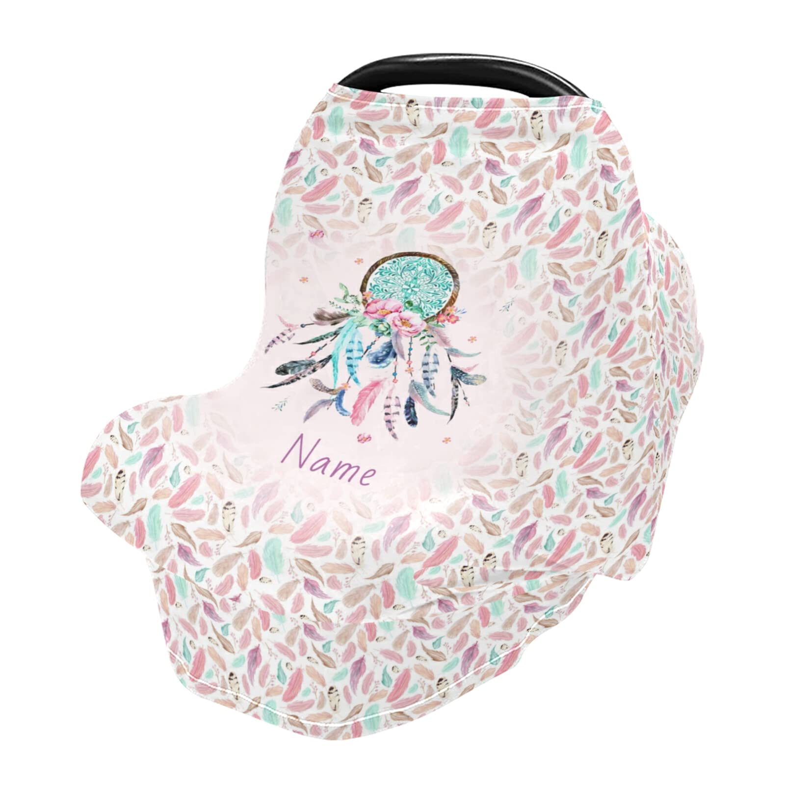 Custom Multiuse Baby Car Seat Cover Personalized Your Kid Name Dream Catcher Nursing Cover Breastfeeding Scarf Customized Cover for Girls Boys