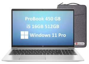 latest hp probook 450 g8 15.6 ips fhd 1080p i5-1135g7 16gb ram 512gb pcie ssd, business laptop intel quad-core backlit, silver 16gb|512gb ssd