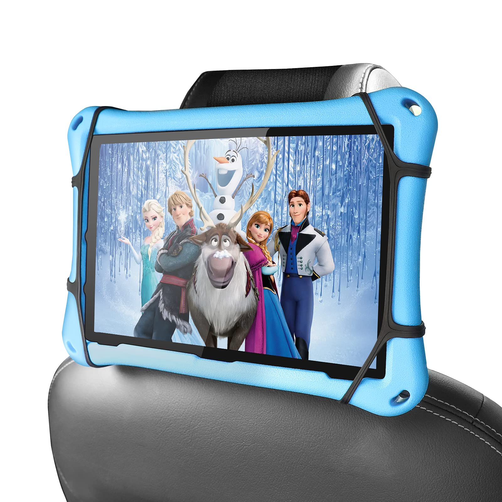 MoKo Universal Headrest Tablet Mount Holder, Adjustable Anti-Slip Strap Car Back Seat Tablet Support for Kids Detachable Stand for 7"-11" Tablets Fits iPad 9 10.2"/Pro 11"/Air 4, Mini 6, Switch, Black