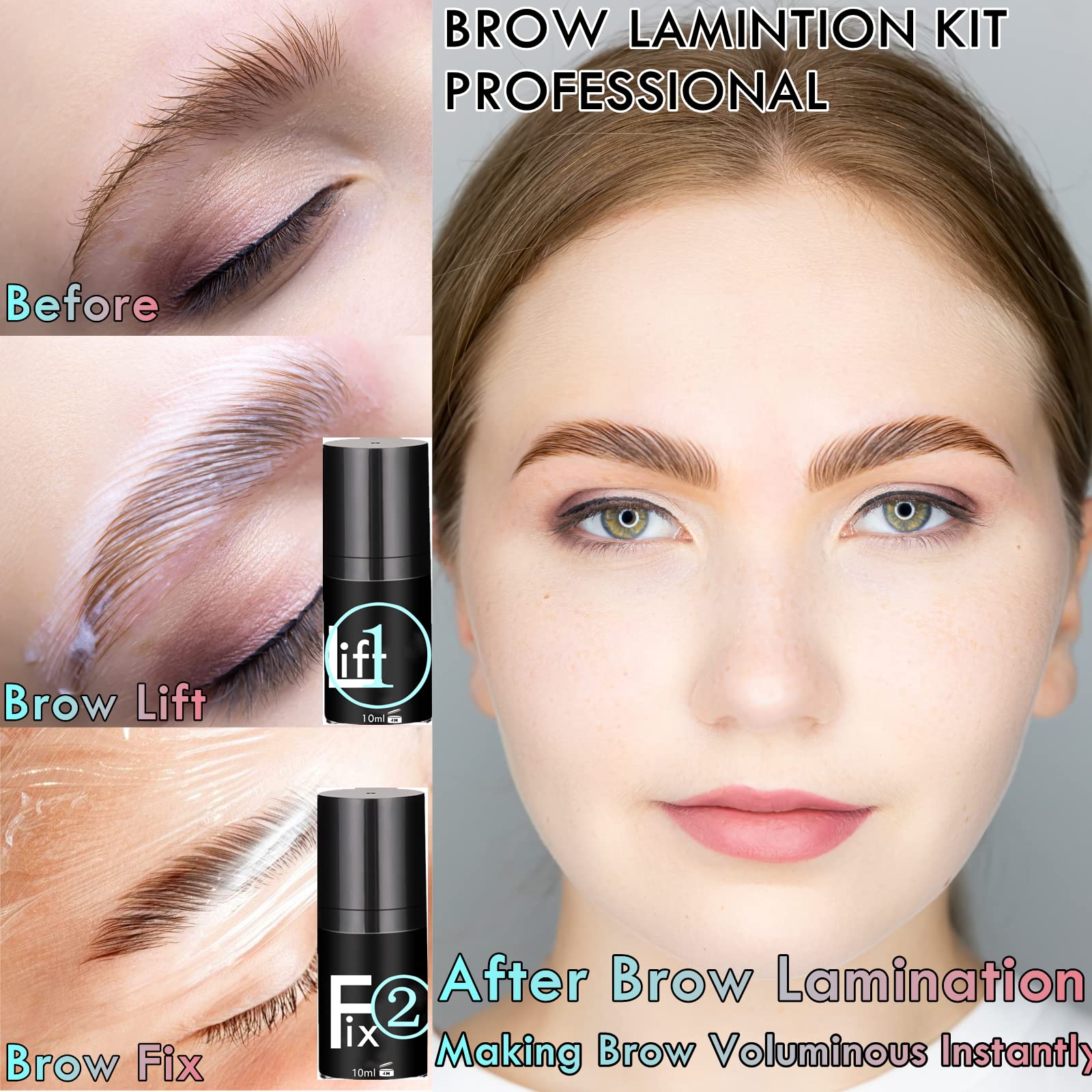 Lash Lift Brow Lamination kit 2 in1 Professional Tools Easy DIY at Home Airless Pump Lotion Long Time Kept Eyelash Brow Lifting up 6 Weeks