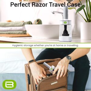 Premium Razor Holder that Dries and Preserves Razor Blades BUNDLE with 2 Extra Drying Cartridges, Razor Case is Perfect for Home or Travel