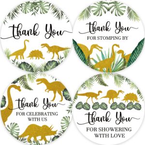 80 dinosaur thank you stickers, little dino baby shower favor labels, kid boy birthday party gift wrap tags self adhesive (2 inch)