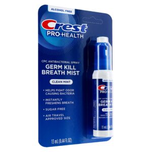 crest pro-health | portable alcohol-free cpc mist with clean mint flavor | fights odor-causing germs for instant fresh breath - 1 count (0.44oz) breath spray