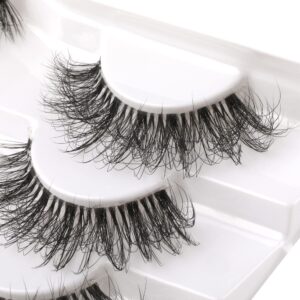 Wispy Lashes Fluffy Natural False Eyelashes Clear Band Eye Lashes Pack Mink 15mm 5D Volume Strip Fake Eyelashes 7 Pairs by Geeneiya (5D15), 7.0 Count