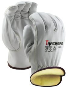 stauffer trackman premium goatskin leather, kevlar lined, cut resistant work gloves (large)