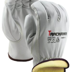 Stauffer Trackman Premium Goatskin Leather, Kevlar lined, Cut Resistant Work Gloves (Large)