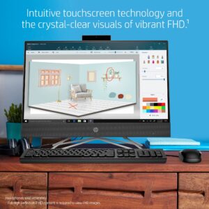 HP 2022 Newest 22-inch FHD IPS Touchscreen All-in-One Desktop Computer - Dual-Core AMD Ryzen 3 3250U - 12GB DDR4 RAM-256GB SSD - DVD-RW - WiFi Bluetooth - Windows 10 Pro - Black w/RATZK 32GB USB