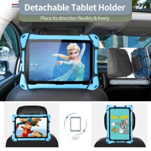 MoKo Universal Headrest Tablet Mount Holder, Adjustable Anti-Slip Strap Car Back Seat Tablet Support for Kids Detachable Stand for 7"-11" Tablets Fits iPad 9 10.2"/Pro 11"/Air 4, Mini 6, Switch, Black