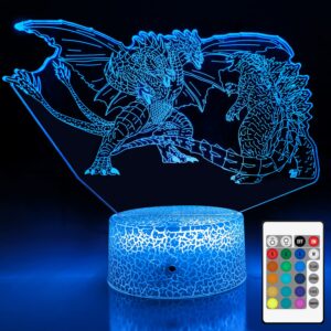 YOOEI Night Light for Kids Cool Gifts 3D Illusion Lamp with 16 Colors Changes with Remote Control Kids Bedside Lamp Toys for 3 4 5 6 7 8 Year Old Boys Christmas Birthday Gifts