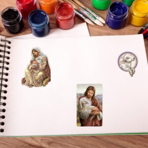 Christian Brands Assorted Catholic Decal Sticker Sheet Pack, The Good Shepherd Jesus Christ, Novelty Religious Inspirational Stickers for Sunday Schools, Scrapbooking, Journaling, 3 Sheets Included