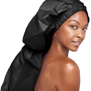 Red by Kiss Essential Super Large Waterproof Braid Shower Cap, Reusable Caps with Elastic Band