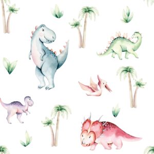 western living dinosaur crib sheet, unisex dino nursery decor watercolor design portable infant dino fitted crib sheet blanket, dinosaur room decor for infants, toddlers, baby boy & girl…