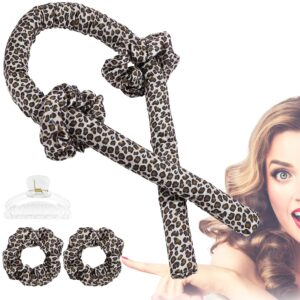 heatless curling lazy sleeping foam sponge no heat curling stick big wave curler(leopard print)