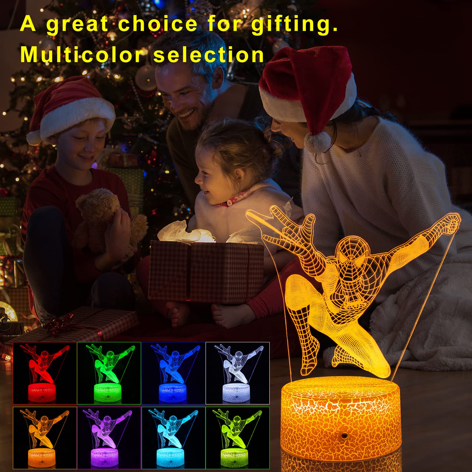 YOOEI Night Light for Kids Cool Gifts 3D Illusion Lamp with 16 Colors Changes with Remote Control Kids Bedside Lamp Toys for 3 4 5 6 7 8 Year Old Boys Christmas Birthday Gifts