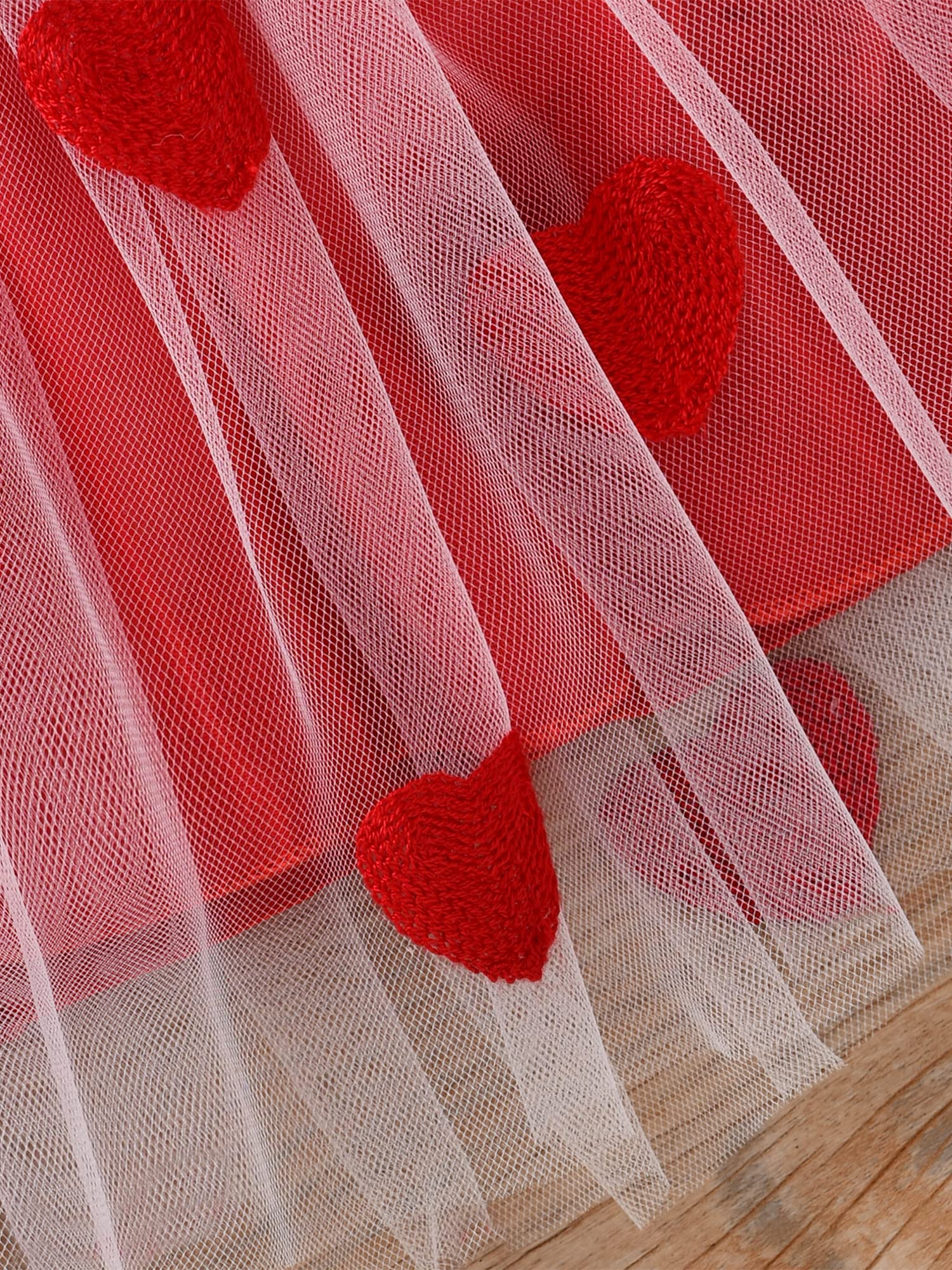 Infant Toddler Baby Girls Valentine's Day Outfit Long Sleeve Heart Lace Tulle Tutu Dress Princess Festival 2ps(Red, 9-12 Months)