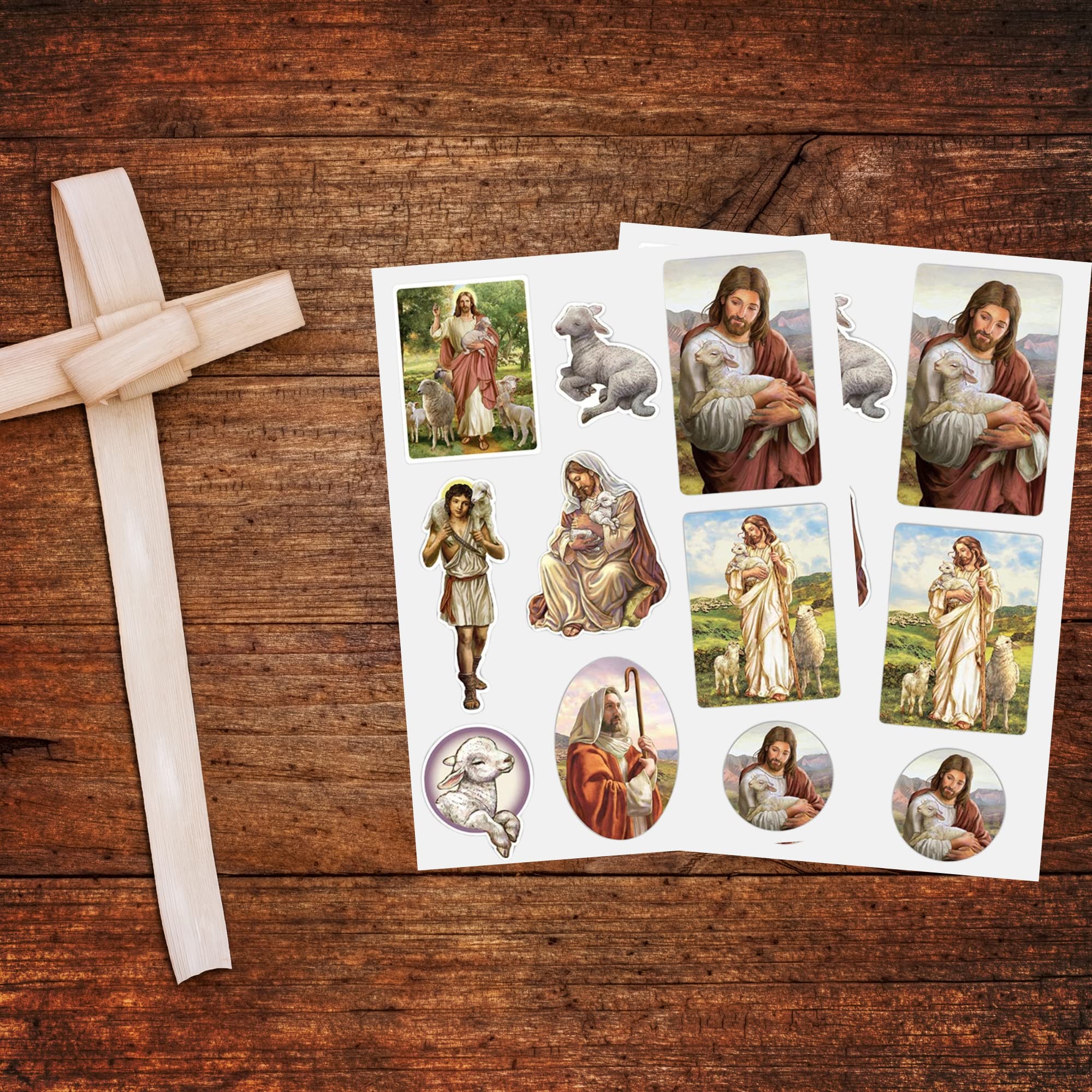 Christian Brands Assorted Catholic Decal Sticker Sheet Pack, The Good Shepherd Jesus Christ, Novelty Religious Inspirational Stickers for Sunday Schools, Scrapbooking, Journaling, 3 Sheets Included