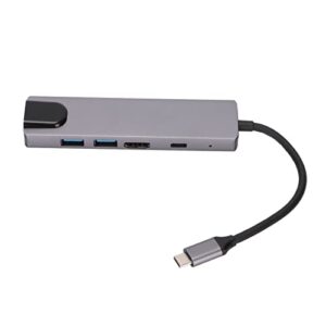 usb c hub multiport adapter, hub card reader aluminum alloy fast data transfer 4k ultra hd video rj45 100m port for charging data conversion