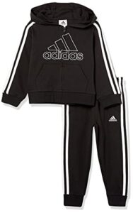 adidas baby boys 2 piece classic french terry jacket set, black, 3 months us