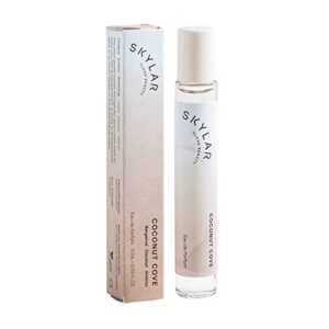 skylar coconut cove eau de parfum - hypoallergenic & clean perfume for women & men, vegan & safe for sensitive skin-fruity fresh perfume with notes of bergamot, coconut & ambrox - 10ml /0.33 fl oz