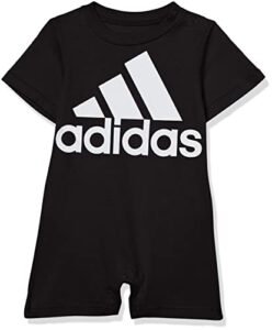 adidas boys' baby short sleeve cotton shortie romper, black, 24 months