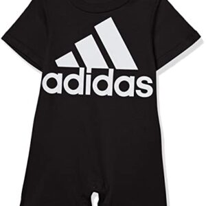 adidas Boys' Baby Short Sleeve Cotton Shortie Romper, Black, 24 Months