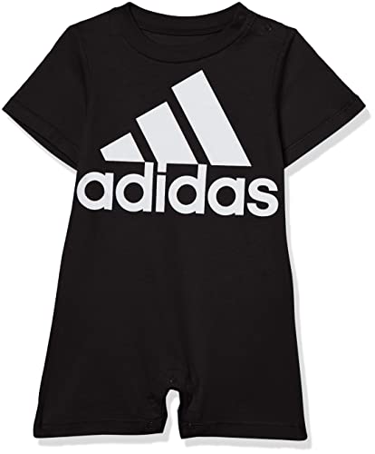 adidas Boys' Baby Short Sleeve Cotton Shortie Romper, Black, 24 Months