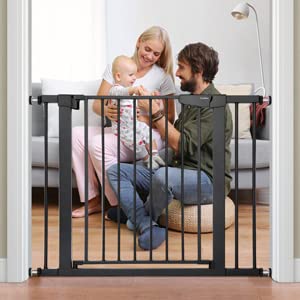 Cumbor 29.7"-46” Auto Close Safety Baby Gate,Black & Cumbor 29.7"-40.6” Auto Close Safety Baby Gate,Black