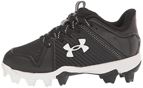 Under Armour Baby Boys Leadoff Low Junior Rubber Molded Cleat Baseball Shoe, (001) Black/Black/White, 12 Little Kid US